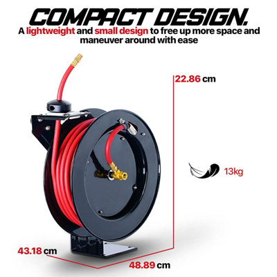 ReelWorks Air Hose Reel Retractable 3/8" Inch x 50' Feet Hybrid Polymer Hose sku:GBR014