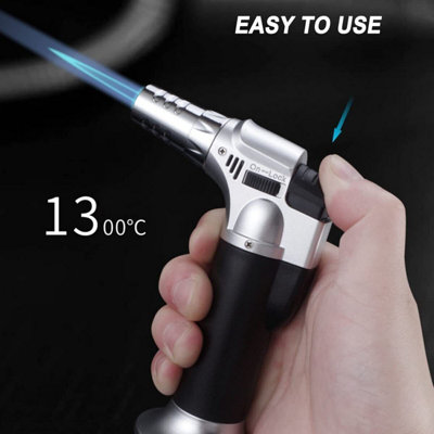 Refillable Gas Blow Torch - Adjustable 1300C Flame for DIY, Kitchen & Hobby
