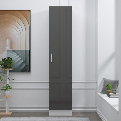 Reflect 1 Door High Gloss Wardrobe - Grey & White, Durable Melamine ...