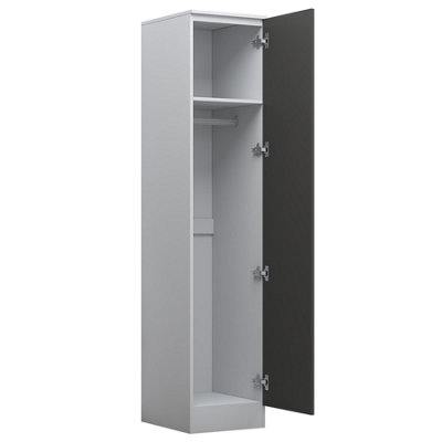 Reflect 1 Door High Gloss Wardrobe - Grey & White, Durable Melamine ...
