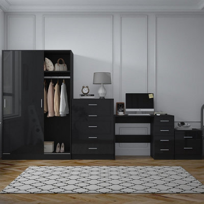 Reflect 2 Door Sliding Wardrobe, 5 Drawer Chest, 2 Drawer Bedside ...