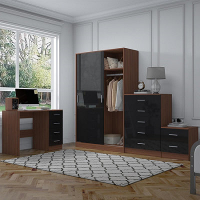 Reflect 2 Door Sliding Wardrobe, 5 Drawer Chest, 2 Drawer Bedside ...