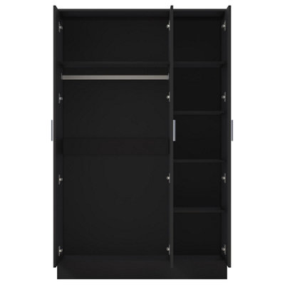 REFLECT 3 Door Plain Wardrobe in Gloss Black Door Fronts and Black Oak ...