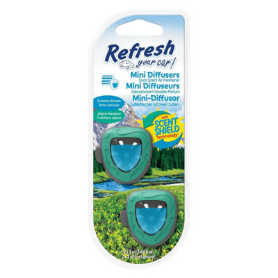 Refresh Car Freshener Dual Scent Mini Diffuser, Summer Breeze