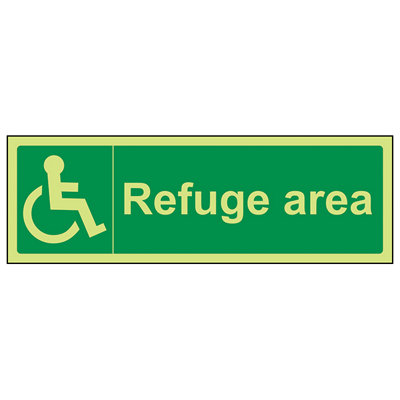 Refuge Area Fire Assembly Point Sign - Glow in the Dark 300x100mm (x3 ...