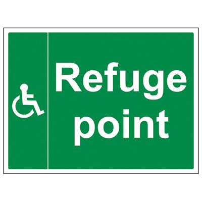 Refuge Point Fire Assembly Point Sign - Rigid Plastic - 400x300mm (x3 ...