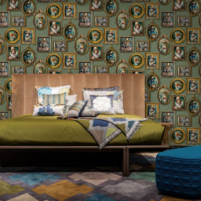 Regal Beasts Wallpaper Sage Green Holden 13792