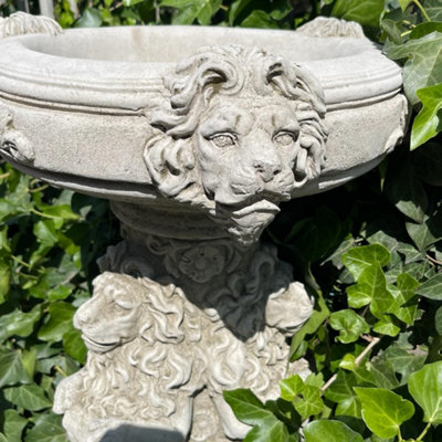 Regal Three Lions Stone cast Birdbath