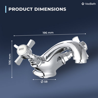 Regency Traditional Mono Basin Mixer Tap with Waste - Chrome
