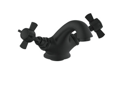 Regency Traditional Mono Basin Mixer Tap with Waste - Matt Black