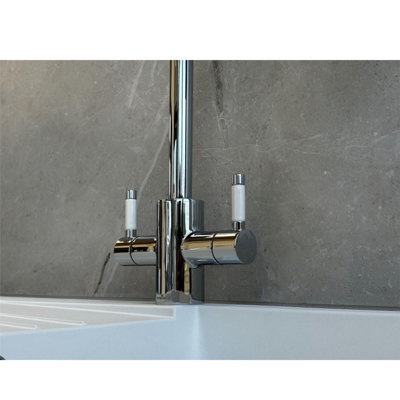 Reginox Genesis Chrome 360 Degree Dual Lever Kitchen Tap With White Handles