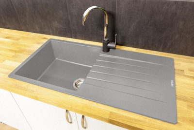 Reginox Harlem10 Kitchen Sink Single Bowl Silver Grey Granite ...