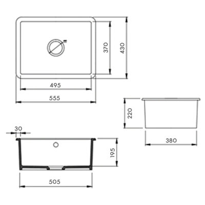 Reginox Mataro II White Ceramic Undermount Single Bowl Kitchen Sink ...