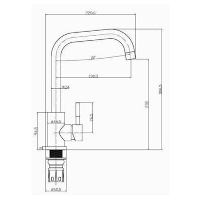 Reginox NERA Matt Black Square Neck Kitchen Mixer Tap - Stainless Steel ...