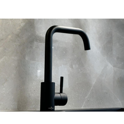 Reginox NERA Matt Black Square Neck Kitchen Mixer Tap - Stainless Steel ...