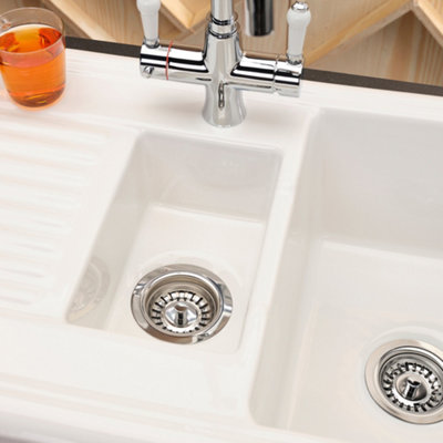 Reginox RL 301 CW White 1.5 Bowl Ceramic Inset Kitchen Sink with ...