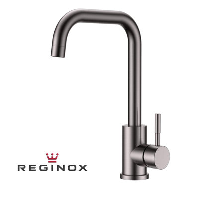 Reginox Salina Gunmetal Square Neck Kitchen Mixer Tap - Deck Mounted ...