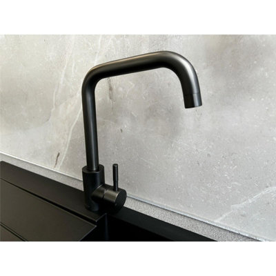 Reginox Salina Gunmetal Square Neck Kitchen Mixer Tap - Deck Mounted ...