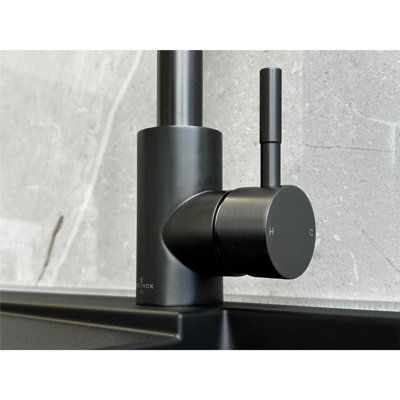 Reginox Salina Gunmetal Square Neck Kitchen Mixer Tap - Deck Mounted ...