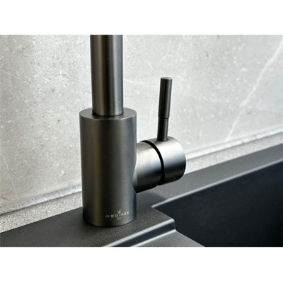Reginox Salina Gunmetal Square Neck Kitchen Mixer Tap - Deck Mounted ...