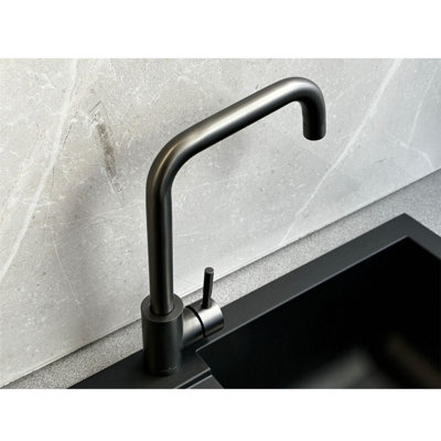 Reginox Salina Gunmetal Square Neck Kitchen Mixer Tap - Deck Mounted ...