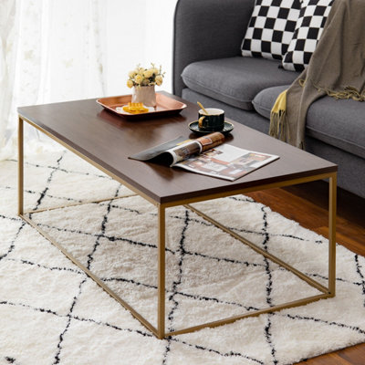 Regis Rectangular Coffee Table,Walnut/Gold