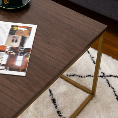 Regis Rectangular Coffee Table,Walnut/Gold