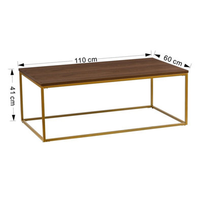Regis Rectangular Coffee Table,Walnut/Gold