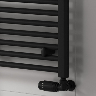 Reina Capo Flat Black Bathroom Heated Towel Rail 1600 x 400mm with ...