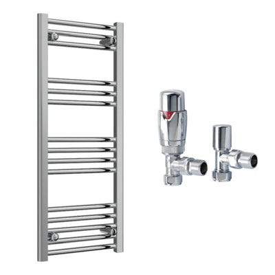 Reina Capo Flat Chrome Bathroom Heated Towel Rail 1000 x 400mm with TRV ...