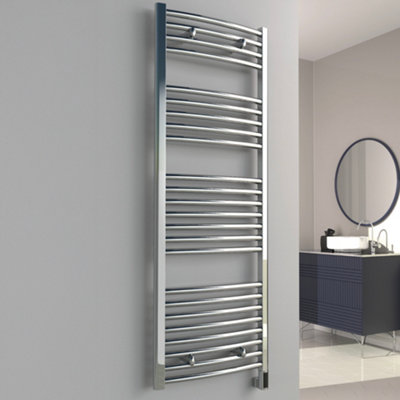 Reina Diva Curved Electric Towel Warmer Rail Radiator 500 x 800 - Chrome