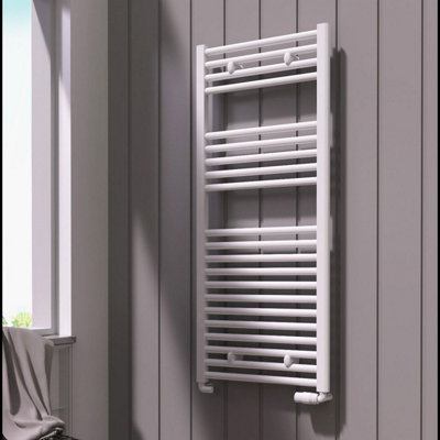 Reina Diva Flat Heated Designer Towel Rail - 1200 x 500mm - White