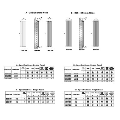 Reina Flat Vertical Double Panel Radiator - 1800 x 218 mm - Anthracite