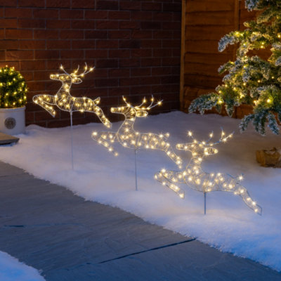 Reindeer Christmas Lights Flashing LED Battery Outdoor Path Decorations ...