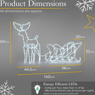 Reindeer Sleigh Rope Light Silhouette Flashing LED Christmas Decoration ...