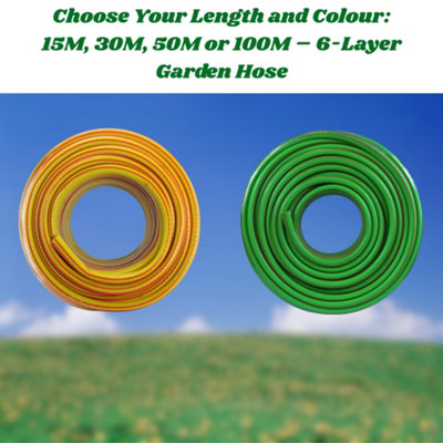 Reinforced 50m Garden Water Hose 1/2 Inch Heavy Duty 6-Layer Anti-Kink ...