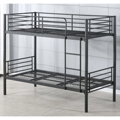 Reinforced Beds, Anmer Bunk Bed in Black - Strong Mesh Base with Solid ...