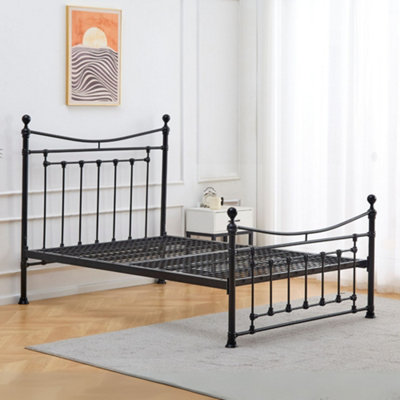 Reinforced Beds, Double CALTHORPE BED, Black, Strong Metal Bed with ...
