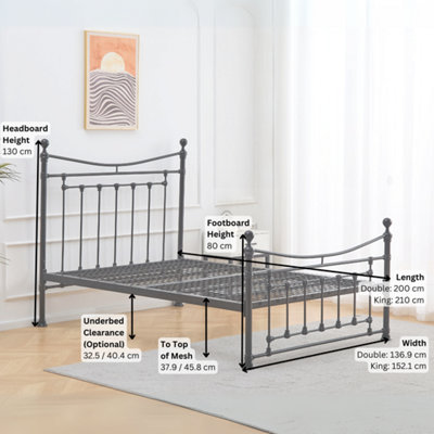 Reinforced Beds, Double CALTHORPE BED, Black, Strong Metal Bed with ...
