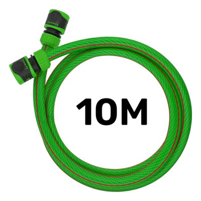 Reinforced Garden Hose / Green Colour with Fast-Lock Green Connectors(10M)