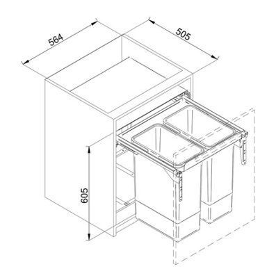 REJS recycle bin, pull out waste bin - W: 600mm (JC609M), with front ...