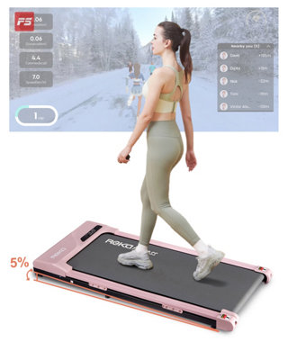 REKA Fitness Pink Walking Pad Treadmill 2.25HP Motor, 6 kmh Speed, APP ...