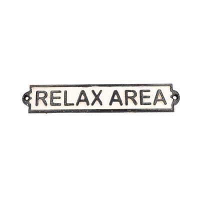Relax Area Cast Iron Sign Plaque Door Wall House Fence Gate Garden ...