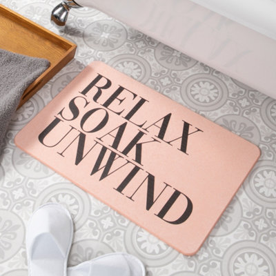 Relax Soak Unwind Pink Stone Non Slip Bath Mat | DIY at B&Q