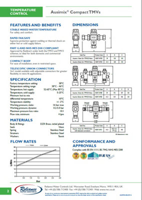 RELIANCE 15MM COMPACT 2 IN 1 THERMOSTATIC MIXING VALVE HEAT110750