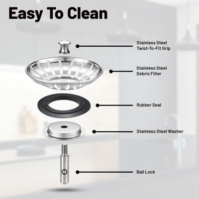Reliapart Sink Waste Strainer Stopper Plug 5 Pack Compatible for ...