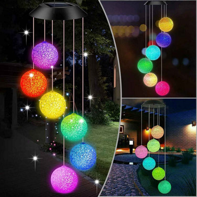 Remarkable Wind Chimes Solar Powered Colour Changing Led Light Garden ...