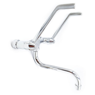 Remer Long Levers + 'S' Spout Chromed Wall Mounted Mixer Tap Faucet ...