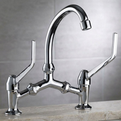 Remer Standing Basin Mixer Chrome Plated Tap Two Extended Levers Easy ...