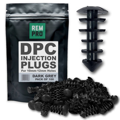 Rempro 100 x Dark Grey DPC Damp Proofing Injection Wall Plugs | DIY at B&Q